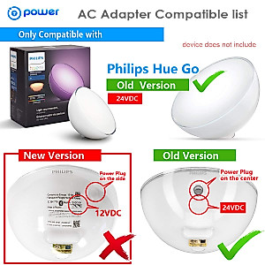 T-Power Charger for 24V Philips Hue Go 798835 800136 71460 LED SmartSleep Wake-Up Light HF3510 HF3520 HF3550 Colored Sunrise SP-REM-PLI-S012BSM2400050 Power Supply