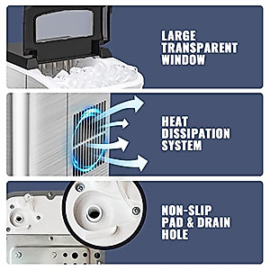 WANAI Ice Makers Countertop Portable Ice Machine 26.5lbs/24H 9 Ice Cubes in 6-8 Mins Electric Ice Making Machine with Ice Scoop and Basket L&S Bullet Sizes for Home Party Office Bar Camping RV