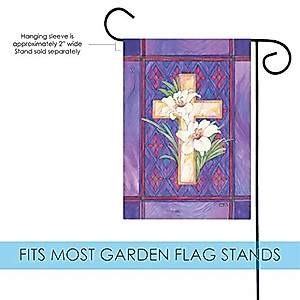 Toland Home Garden 112516 Lily & Cross Easter Flag 12x18 Inch Double Sided Easter Garden Flag for Outdoor House religious Flag Yard Decoration
