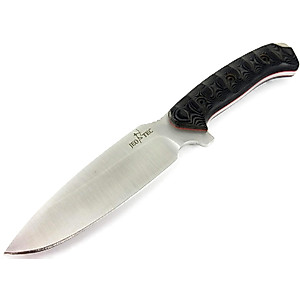 JEO-TEC Nº15 Bushcraft Survival Hunting Tactical Knife - BOHLER N690C Stainless Steel, Multi-positioned Leather Sheath, Sharpener Stone