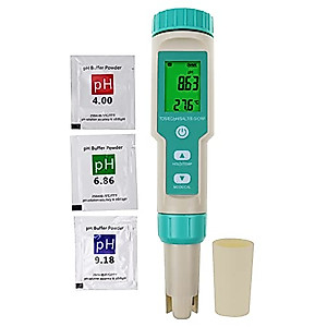 7 in 1 Water Quality Tester Pen-Type TDS ORP Meter PH Tester for Drinking Water Pools Aquariums hydroponic Cooking Measuring PH/TDS/EC/ORP/Salinity/S.G/Temperature Multi-parameters, ATC Function