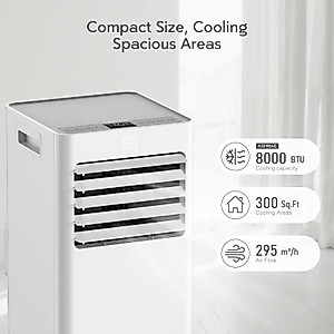 Pulemela 8,000 BTU Portable Air Conditioner with Remote Control Cool to 350 Sq.Ft,3-in-1 Portable AC Unit for Room,Installation Kit