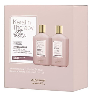 Alfaparf Milano Keratin Therapy Lisse Design Keratin Shampoo and Conditioner Set - Sulfate Free - Maintains & Enhances Professional Keratin Therapy Treatment - Keeps Hair Smooth & Straight (2 Count)