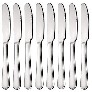 Lazooy Butter Knives Set of 8 Rust Proof Dinner Knifes Table Heavy Duty Butterknives Stainless Steel Dinning Knife Flatware Silverware for Dessert Meat 9.2''