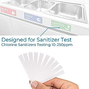 [150 Strips] Restaurant Chlorine Test Paper, 10-250 ppm (Value Pack) Instant Result in 1 Second (150)