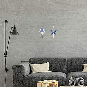 Cabilock 2pcs Mediterranean Wall Hooks Resin Coat Hook Wall Mount Key Holder Decorative Single Hanger Towel Hooks with Star Shell Design Gifts for Door Kitchen Store Closet Hats Coats Keys