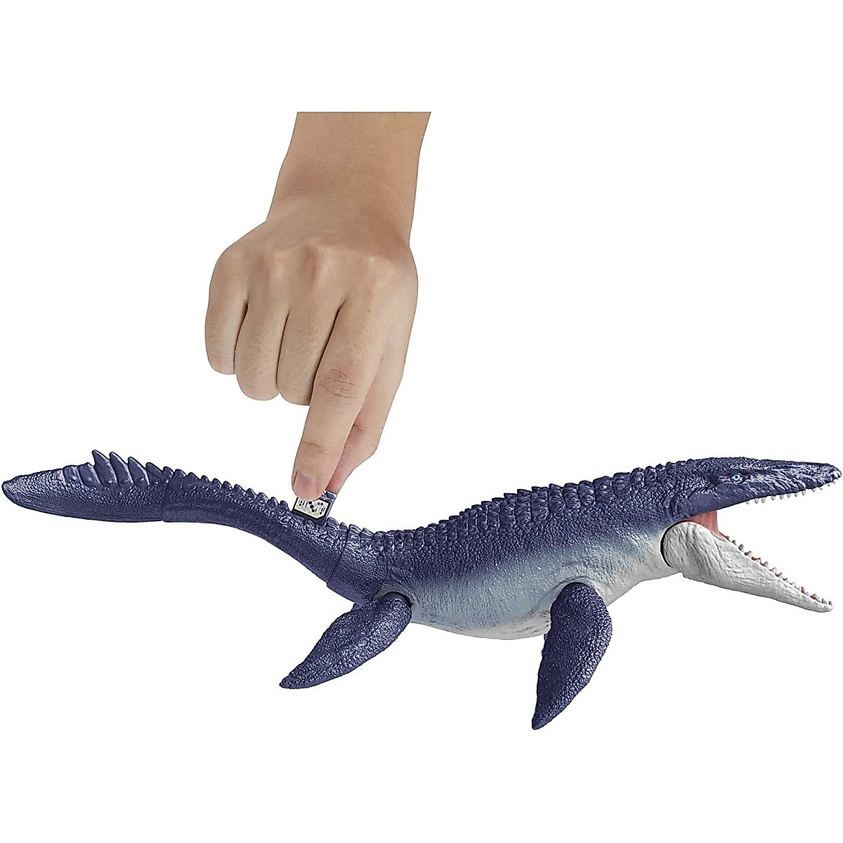 Mattel Jurassic World Dominion Ocean Protector Mosasaurus Dinosaur Action Figure from 1 Pound of Recycled Plastic, Movable Joints, Toy Gift with Physical and Digital Play