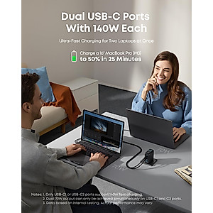 Anker Laptop Charger, 140W USB C Charger, 4-Port Multi-Device Fast Charging, Advanced GaN Power Adapter, Intuitive Touch Controls, for MacBook, iPhone 16 Series, Samsung Galaxy, Pixel, and More