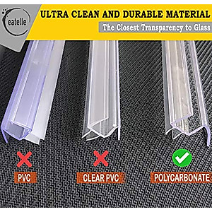 eatelle Frameless Shower Door Bottom Seal with Drip Rail - 1/2" (12mm) Thick Glass, 36" Long Sweep - Glass Door Seal Strip Ultra Clear Durable Polycarbonate Stop Shower Leaks