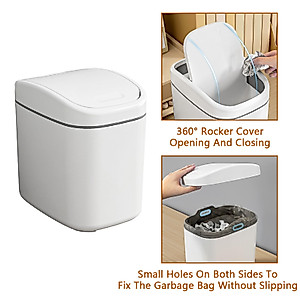 Toguma Desktop Trash Can with Lid Table Trash Basket Bedside Plastic Waste Paper Basket Mini Trash Bin for Car Wastebasket for Coffee Shop (White)