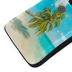 ZZKKO Tropical Palm Tree Beach Theme Mini Crossbody Shoulder Bags Cellphone Purse Wallet Pouch Handbag Leather for Women Casual Daily Traveling Hiking Camping Use