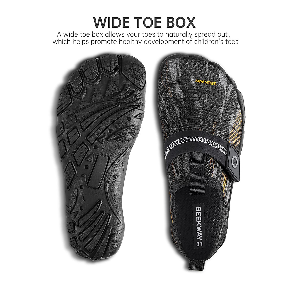 SEEKWAY Barefoot Water Shoes for Kids - Wide Toe Box and Quick-Dry Sand Shoes Toddler for Hiking Swim Beach Pool Kayak Sport Accessories, Camping Essentials Must-Haves for Boys Girls Sizes