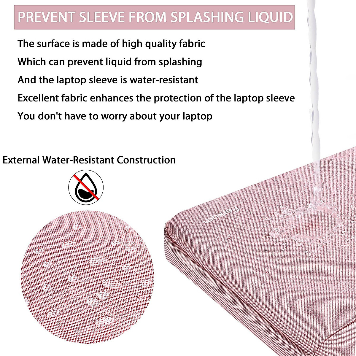 Ferkurn Laptop Bag Case Women Men Computer Sleeve with Shoulder for HP Envy Pavilion/Inspiron/Thinkpad/ASUS TUF Vivobook/MSI/MacBook/Surface,Waterproof Briefcase with Handle, Pink, 15 15.6 Inch