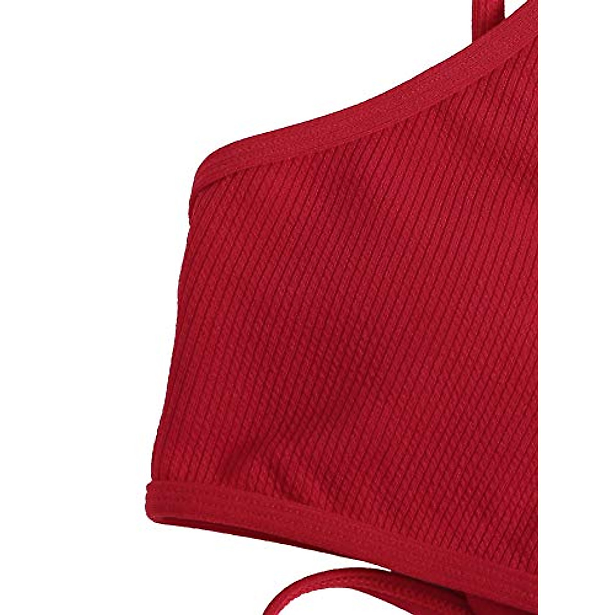 SweatyRocks Women's Bathing Suits Spaghetti Strap Criss Cross Back Bikini Ribbed Swimsuit Red Small
