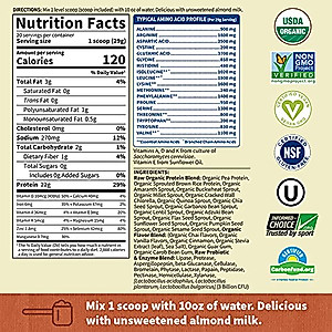 Garden of Life Raw Organic Protein Vanilla Chai Powder, 20 Servings, Certified Vegan, Gluten Free, Organic & Non-GMO, Plant Based Sugar Free Protein Shake, Probiotics & Enzymes, 4g BCAAs, 22g Protein