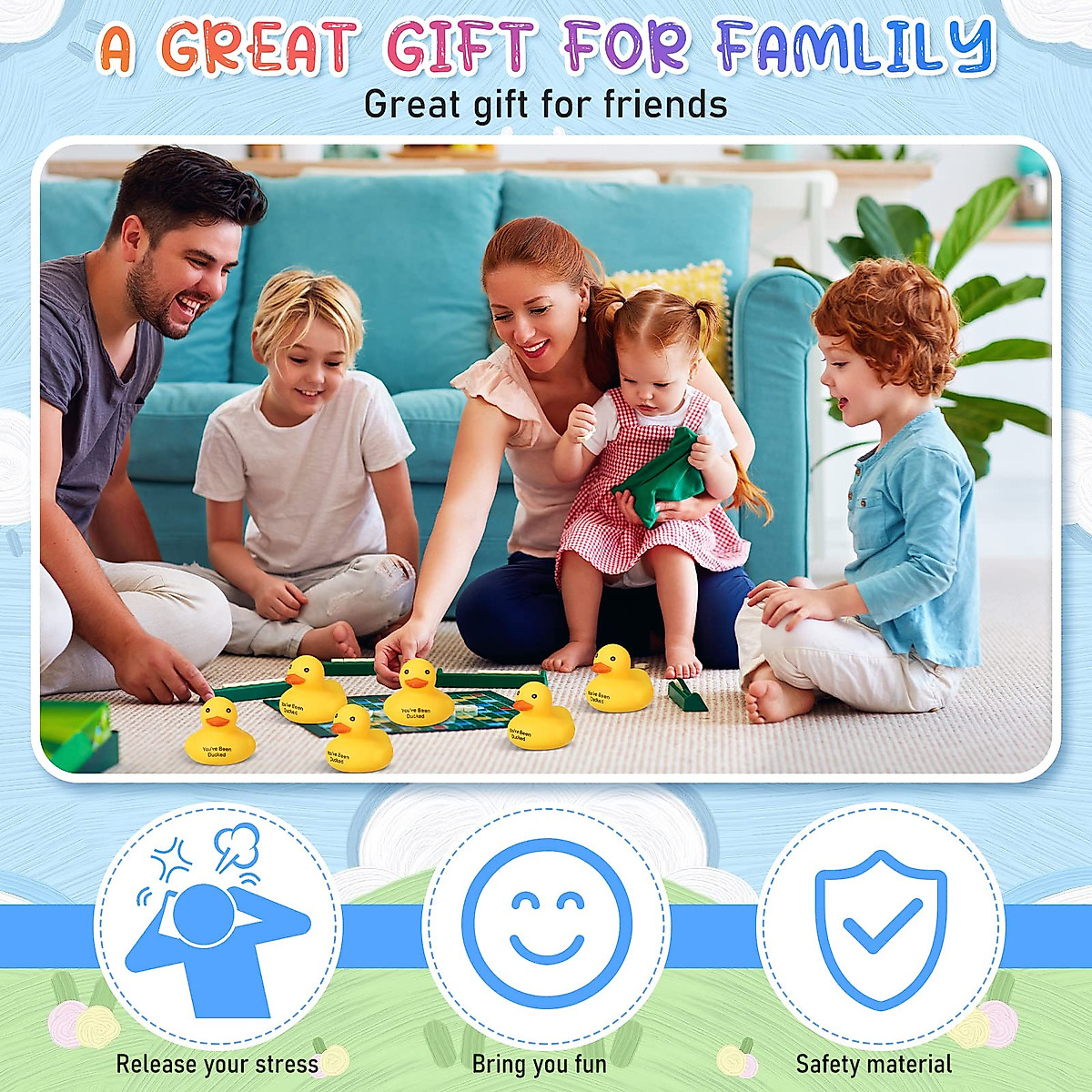 Leitee Ducks for Ducking You've Been Ducked Rubber Ducks Mini Ducks Bulk Yellow Duck Rubber Duckies Yellow Ducky for Bath Toys Birthday Game Pool Party Favors(48 Pcs, Text)