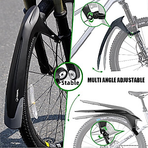 RBRL Bike Fender Set Adjustable MTB Mud Guard, Thicken and Widen Universal 24-29 inch Bicycle Fenders, Full-Suspension Bike/Ebike/Mountain Bike Fenders, Against Splashing Water and Dust