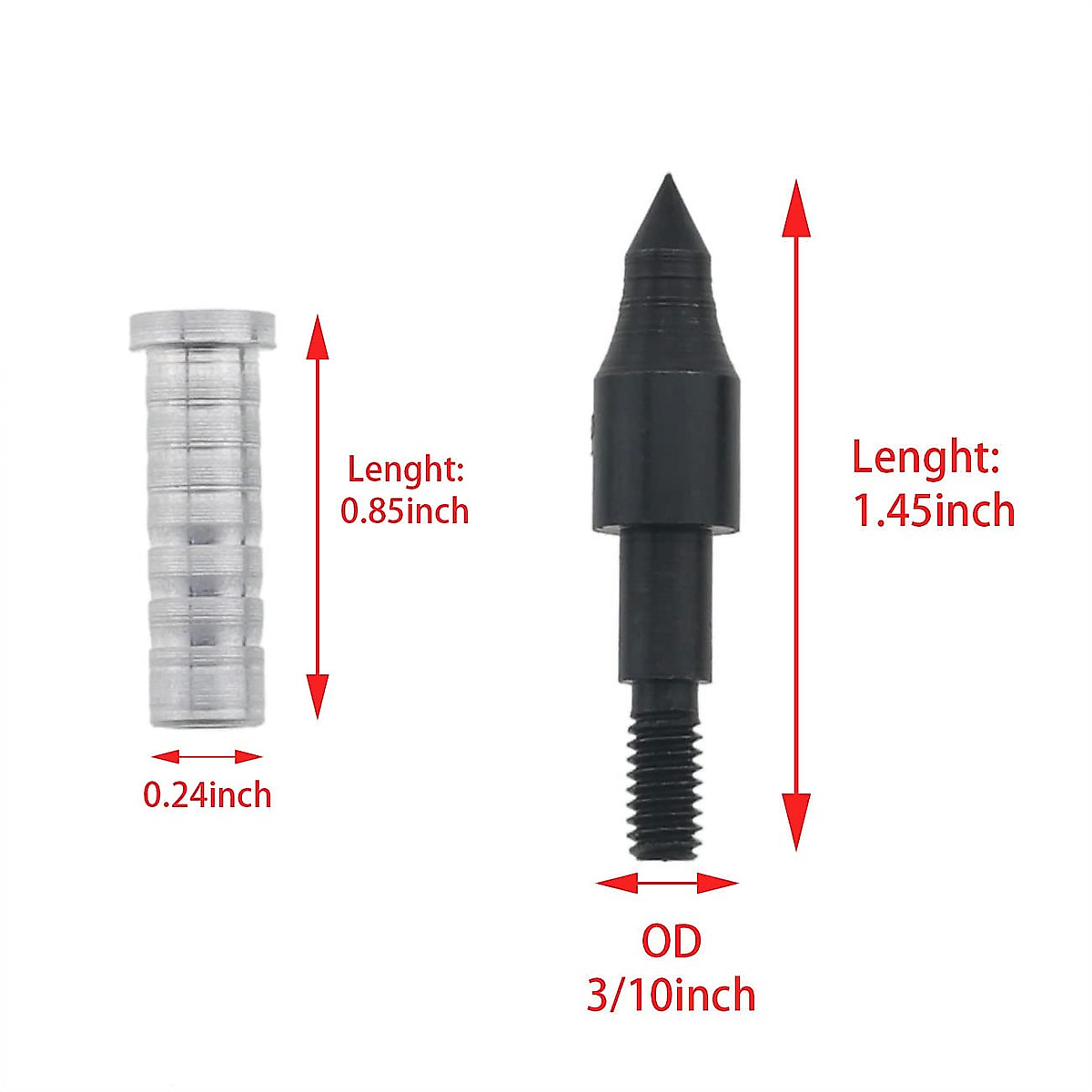 CHENJIN Field Point 10PCS Aluminum Inserts Bullet Field Points for Archery Arrow and Crossbow Bolts 5/16 Archery Practice Tips