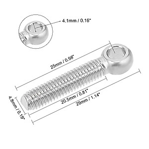 uxcell M5 x 25mm 304 Stainless Steel Machine Shoulder Lift Eye Bolt Rigging 10pcs