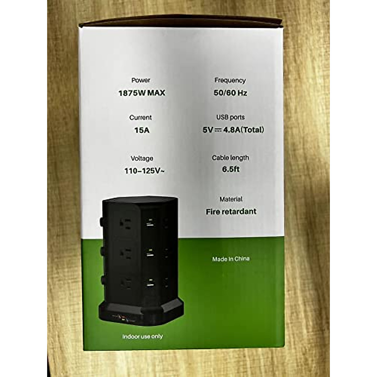 Power Strip Tower by KOOSLA, [15A 1500J] Surge Protector - 12 AC Multiple Outlets & 6 USB Ports, Flat Plug 14 AWG Heavy-Duty Extension Cord 6.5ft, Home Office Supplies, Dorm Room Essentials Black