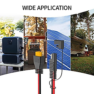 ELFCULB 10AWG 2FT SAE to XT60 Connector Extension Cable with SAE Polarity Reverse Adapter for Solar Generator Portable Power Station Solar Panel