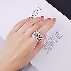 Nicole Miller New York Silvertone Twisted Stretch Clear Crystal Rhinestones Fashion Ring