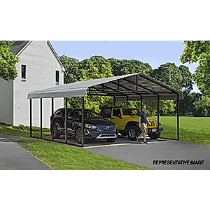 Arrow Carports Galvanized Steel Carport, Full-Size Metal Carport Kit, 12' x 24' x 9', Eggshell