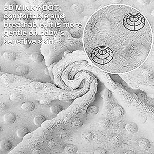 Nozaam - Baby Plush Minky Dot Changing Pad Cover - Ultra-Soft Stretchy Fitted Cover for Standard Nursery Changing Pad (Grey)