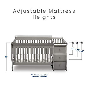 Delta Children Princeton Junction Convertible Crib N Changer, Grey + Serta Perfect Slumber Dual Sided Recycled Fiber Core Crib and Toddler Mattress (Bundle)