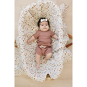 Mebie Baby Muslin Quilt, Meadow Floral, 100% Muslin Cotton Baby Blankets for Girls and Boys, Muslin Baby Blanket for Newborns, Babies, Toddler, Soft Muslin Swaddle Blankets, 47"x47"