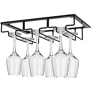 Wine Glass Shelf, Upside-down Home Goblet Iron Art Shelf, Wine Glass Hanging Storage Rack(Black)
