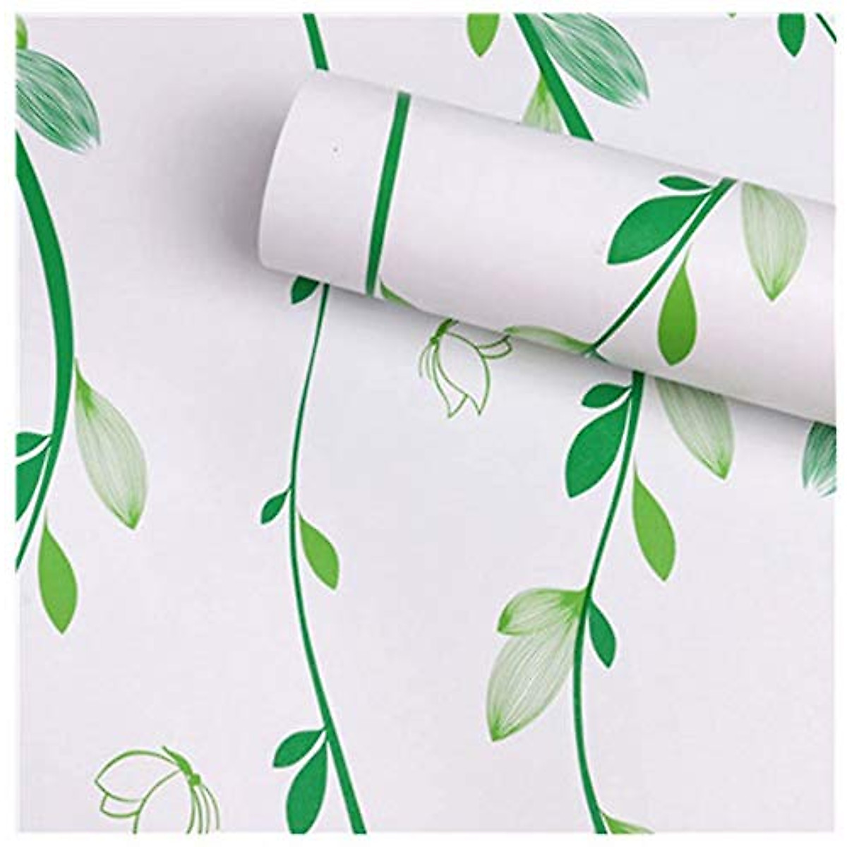 ZAMNEA 17.8 x 78 Inches Self-Adhesive Shelf Liner, Self Adhesive Shelf Liner Dresser Drawer Paper Wall Sticker Home Decoration,Green Leaf