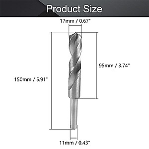 Utoolmart Reduced Shank Drill Bit 17.5mm High Speed Steel HSS 4241 with 1/2 Inch Straight Shank 1pcs