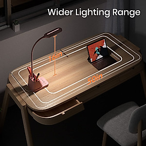 AXX Pink Desk Lamp for Kids, Cute Study Table Light for Bedrooms, Kawaii, USB Charging Port, Small, LED, 650LM, Room College Dorm Essentials, Office Accessories for Women Teen Girls