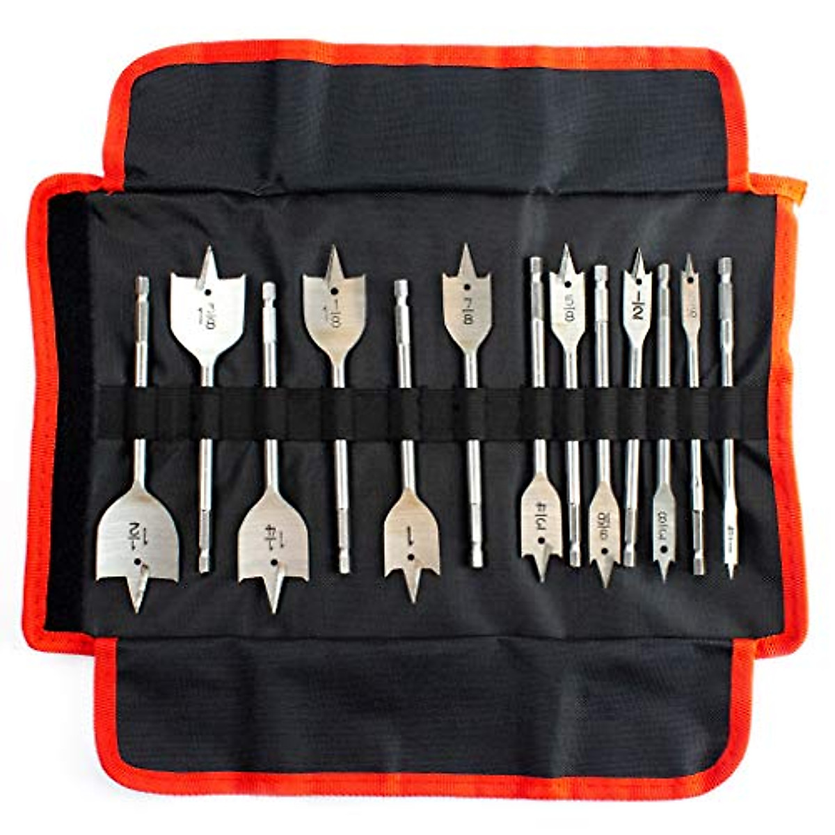 1/4" to 1-1/2" (6mm-38mm) CUTTEX TOOLS Spade Drill Bit Set, 13 PCS The Most Common Sizes, Full Set Heavy Duty Paddle Flat Bits, Nylon Storage Pouch Included