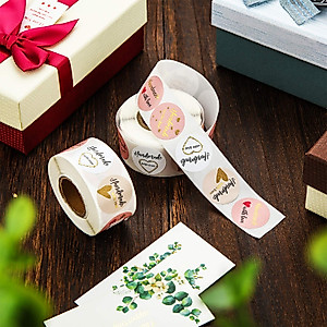 Outus 1000 Pieces Handmade with Love Stickers 1 Inch Foil Homemade Baking with Love Sticker for Baking Store, Wedding, Party and Small Business Present Labels