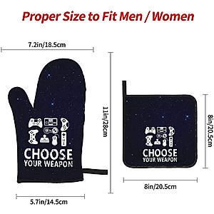 Choose Your Weapon Gamer Oven Mitts and Pot Holders Set of 4 Kitchen Set for Cooking