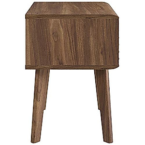Modway Render Mid-Century Modern End Table or Nightstand in Walnut