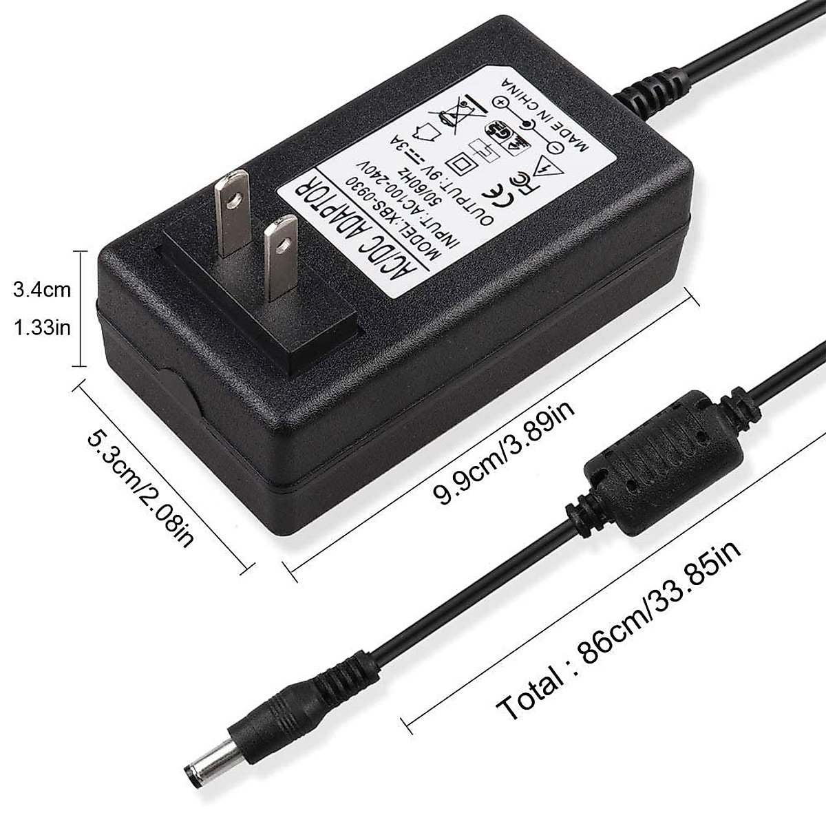 AlloverPower 9V 3A 27W DC Power Supply Adapter Power Cord Charger for Schwinn Exercise Bike or Arduino UNO R3, for Crosley Cruiser CR8005A, for Elliptical Trainer【NOT for Pedal】