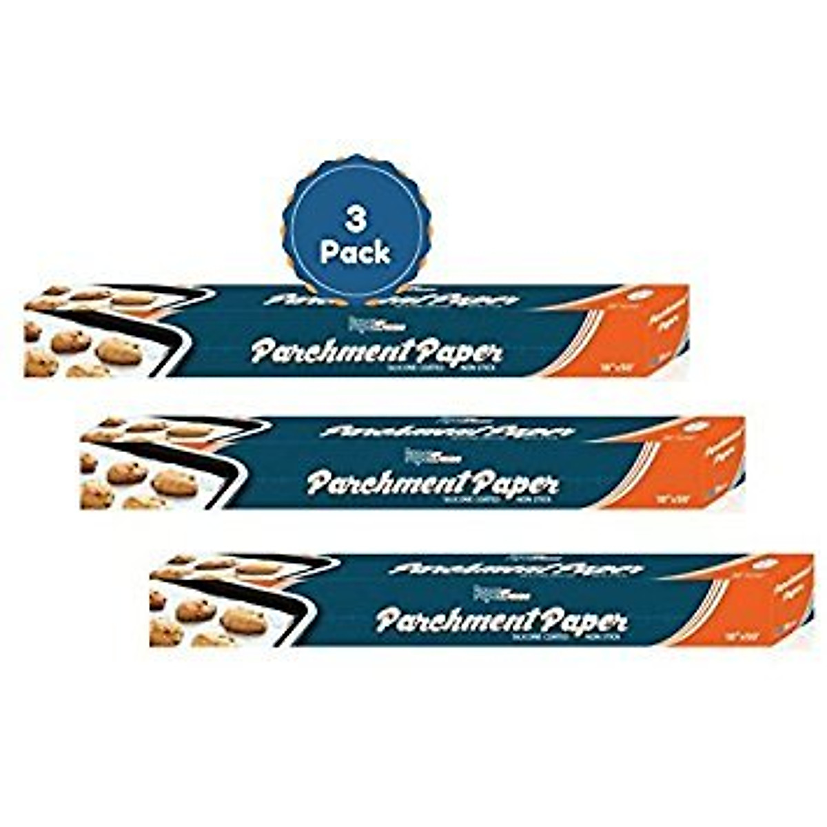 PH Parchment Paper Non Stick Roll 18" X 50 Feet 75 Square Foot, Premium Baking Paper 3 Pack Total of 225 Sf of Parchment Paper