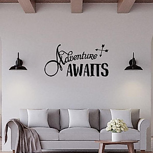 Inspirational Wall Stickers Quotes" Adventure Awaits" Positive Motivational Removable Vinyl Wall Decal Living Room Bedroom Nursery Room Home Decor