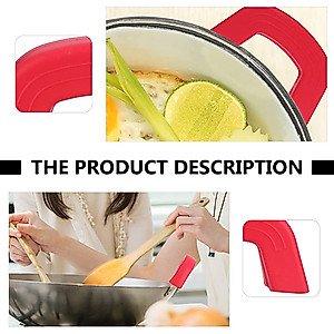 HEALLILY Silicone Pot Handles Pan Ear Replacement Heat Insulated Pot Handle Non- Slip Pot Sleeves for Woks Soup Pot (Red)