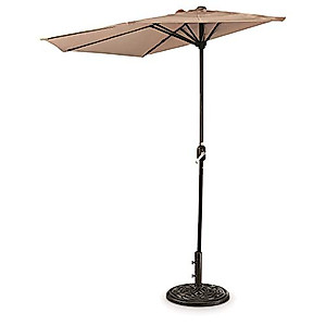 CASTLECREEK Half Round Patio Umbrella, Outdoor, Garden, Deck, Balcony Shade 8’, Red