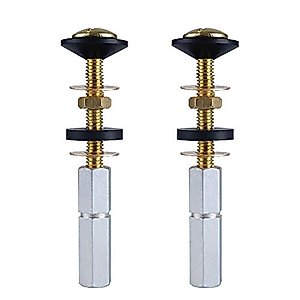 Hibbent 2 Pack Toilet Tank to Bowl Bolt Kits, Heavy Duty Bolts Toilet Bolts for Tank Solid Brass with Extra Long Nuts Easy to Install and Double Gaskets for Fastening