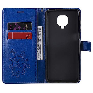 Asdsinfor Compatible with Redmi Note 9 Pro Case Wallet Case Credit Cards Slot with Stand for PU Leather Shockproof Flip Magnetic Compatible with Xiaomi Redmi Note 9S Big Butterfly Blue KT