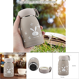 Stainless Steel Water Bottle, Cute Rabbit Pattern Vacuum Cup Mug Thermos Cup Water Bottle Leak Proof Sport Tumbler Cup Hot and Cold Water Bottle for Women Girls Kids Gift(Coffee)