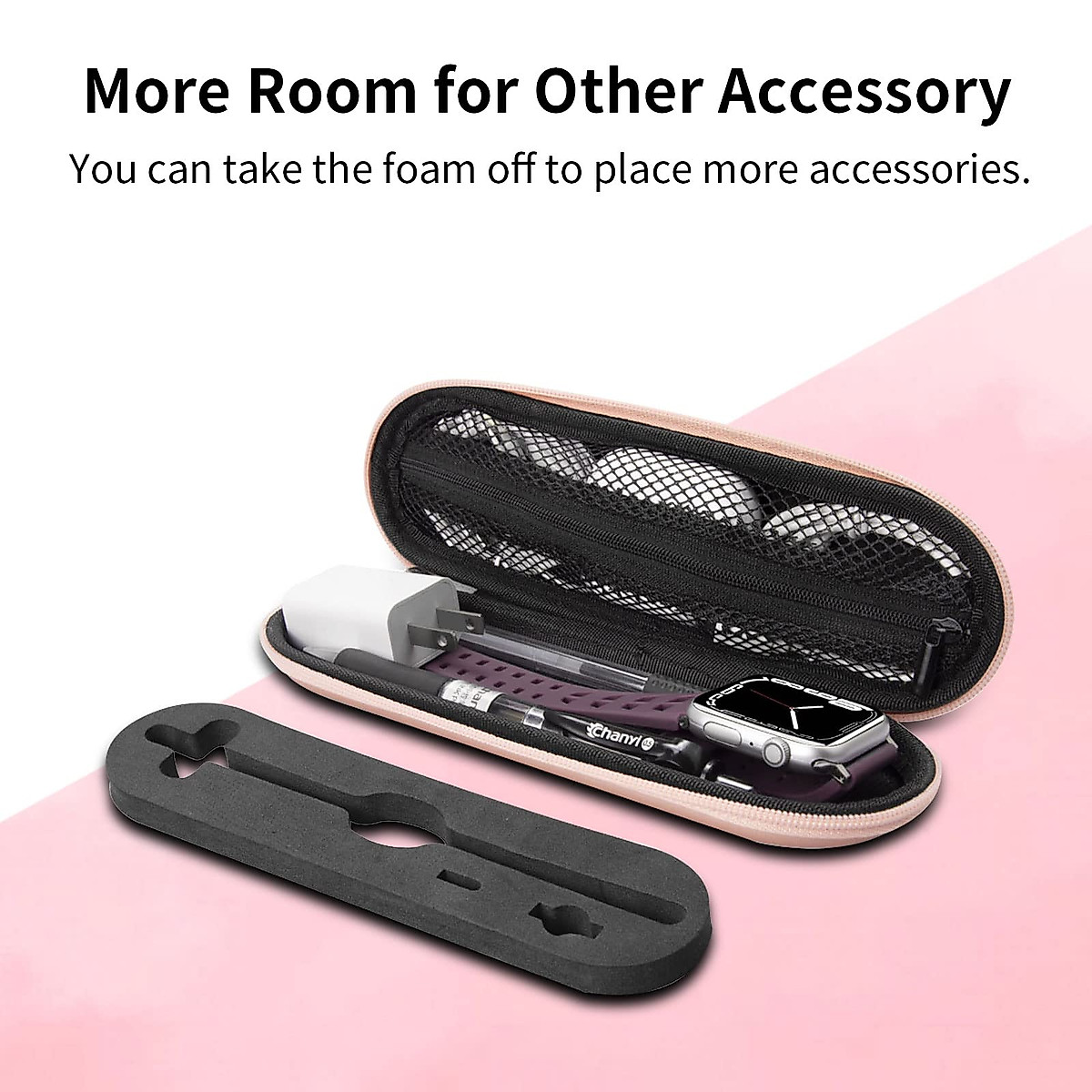 TITACUTE for Apple Pencil Case Carrying Case Hard Foam Zipper Shockproof Protective Travel iPencil Case Holder for Apple Pencil 1st Generation 2nd Gen for iPad 10 Pro Stylus Pen Charger Cable Adapter