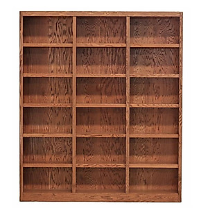 Home Square 84" Tall 18-Shelf Triple Wide Wood Bookcase in Dry Oak - Set of 2