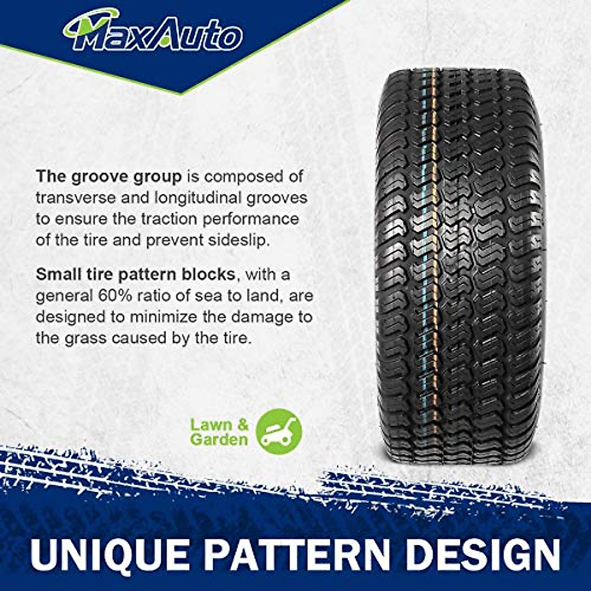 MaxAuto 18X6.50-8 18x6.5x8 Turf Saver Lawn Mower Golf Cart Tire 4PR, Set of 2