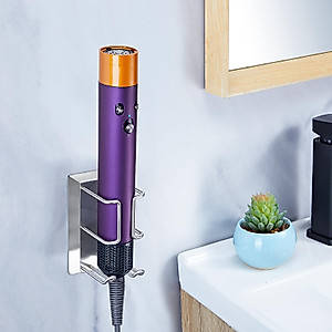 WAYASI Hair Dryer Straightener Holder Blow Dryer Holder for Bathroom, Adhesive Curling Iron Holder, Stainless Steel Hair Dryer Holder Wall Mount, Hair Tool Organizer, Hair Flat Iron Storage for salon